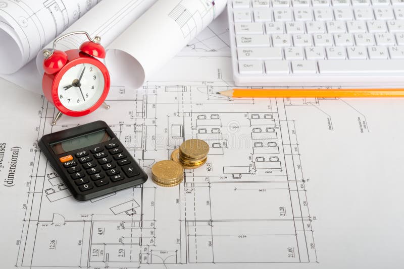 Drafts with Keyboard and Coins Stock Photo - Image of money, drawing ...