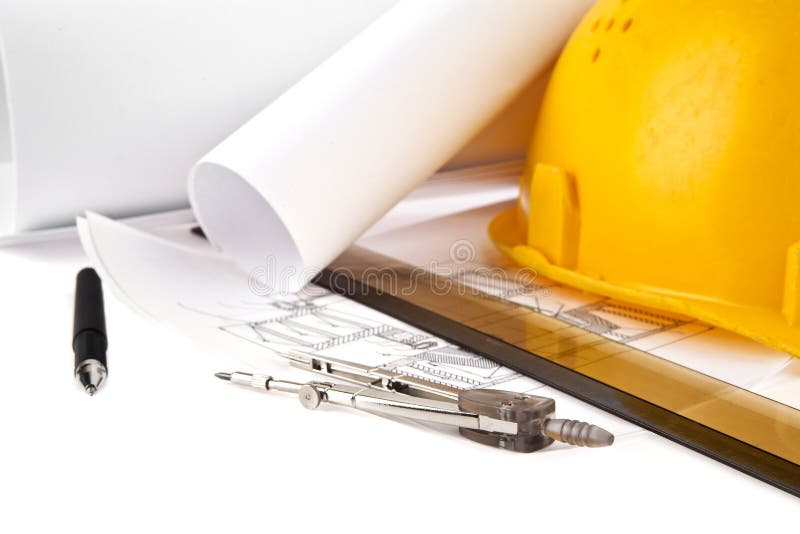 Draft on a White Background Stock Image - Image of designer, measure ...