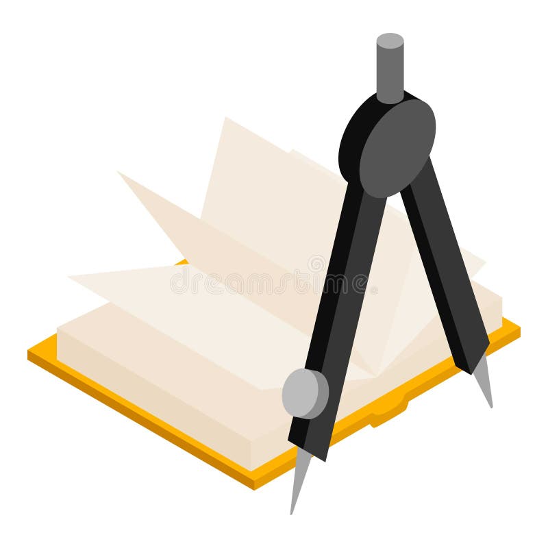 Draftsman Education Icon Isometric Vector. Open Paper Book and Drawing ...