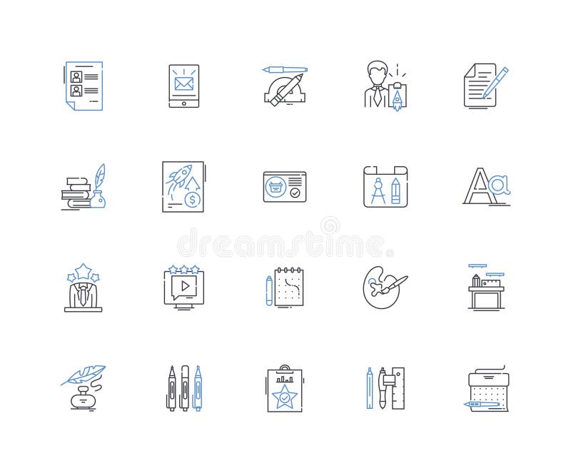 Draftsman Line Icons Collection. Precision, Detail-oriented, Technical ...
