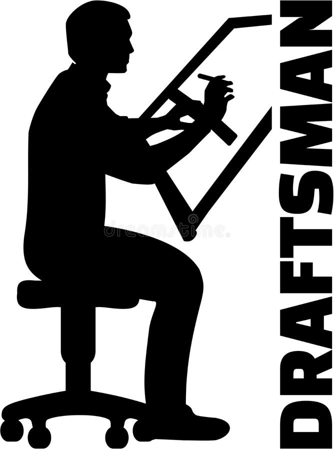 Draftsman Silhouette with Vertical Title Stock Vector - Illustration of ...