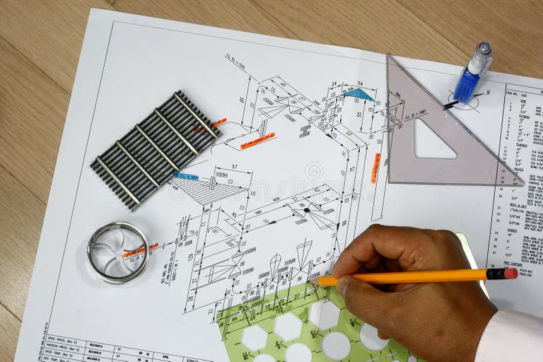 Draftsman at work stock image. Image of drafting, technical - 7803039