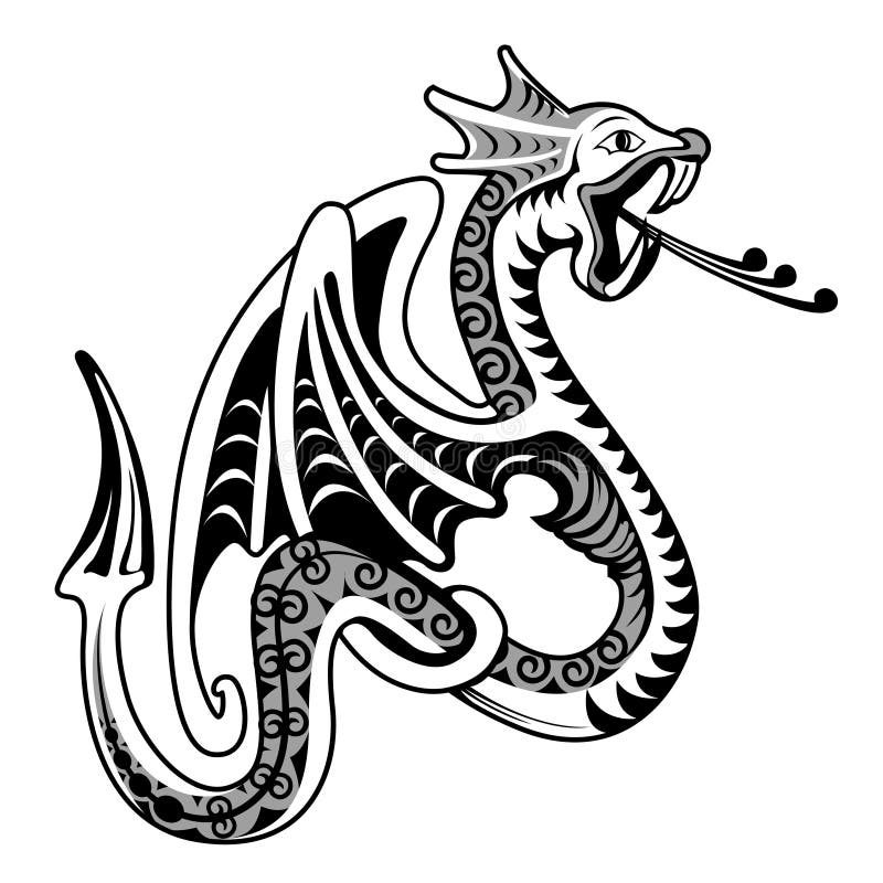 Dragón Azteca Maya - Ideal Para Arte De Tatuaje Ilustración del Vector ...