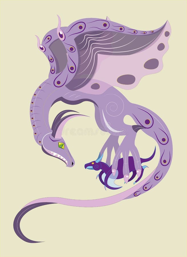 Dragón violeta ilustración del vector. Ilustración de hada - 16290926