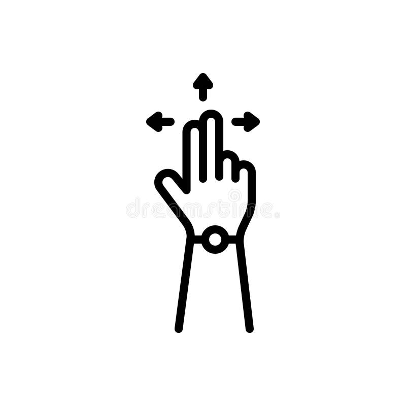 Black Line Icon for Drag, Hand and Tap Stock Illustration ...