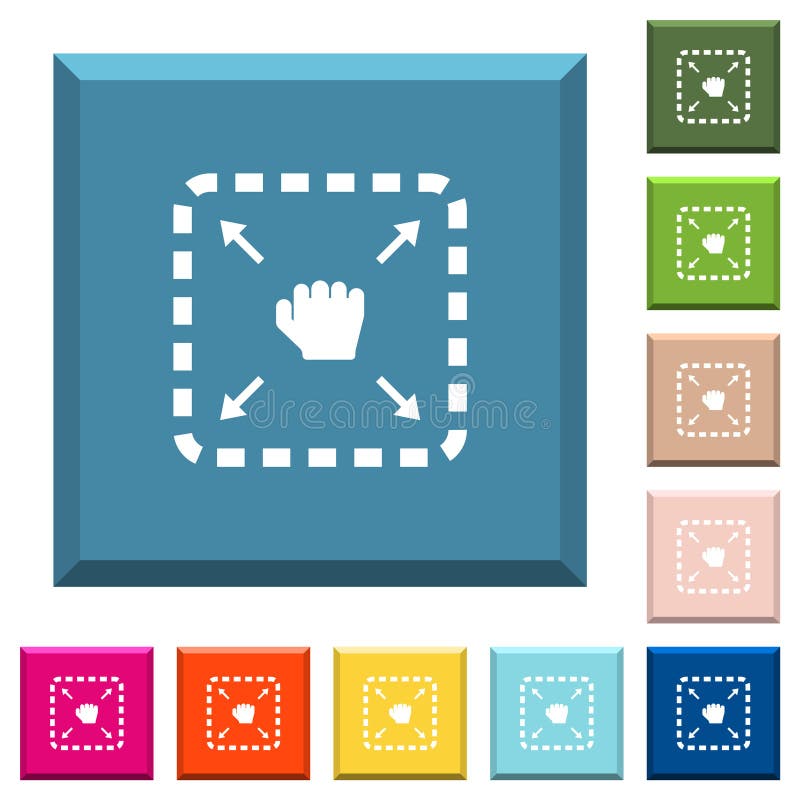 Drag Item White Icons on Edged Square Buttons Stock Vector ...