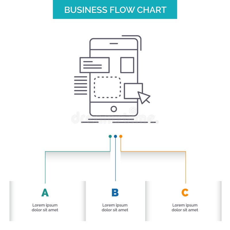 Drag, Mobile, Design, Ui, Ux Business Flow Chart Design with 3 Steps ...