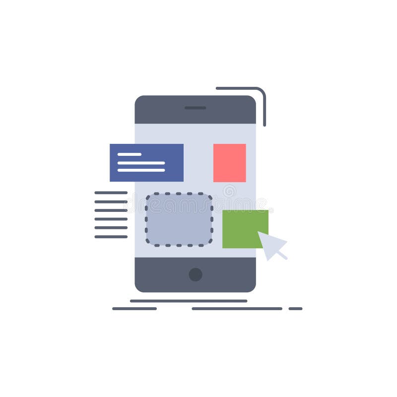 Drag, Mobile, Design, Ui, Ux Flat Color Icon Vector Stock Vector ...