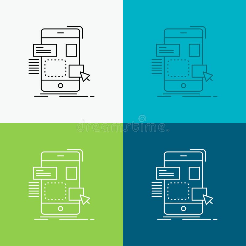 Drag, Mobile, Design, Ui, Ux Icon Over Various Background. Line Style ...