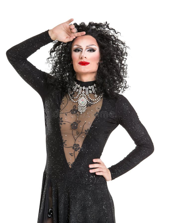 Drag Queen in Red Evening Dress Performing Stock Image - Image of ...