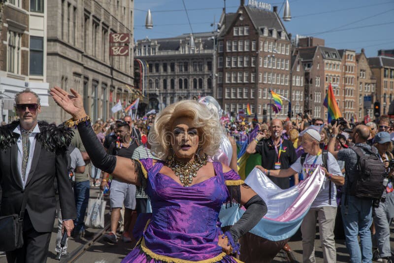 Drag Queen at the Gaypride Walk at Amsterdam the Netherlands 30-7-2022 ...