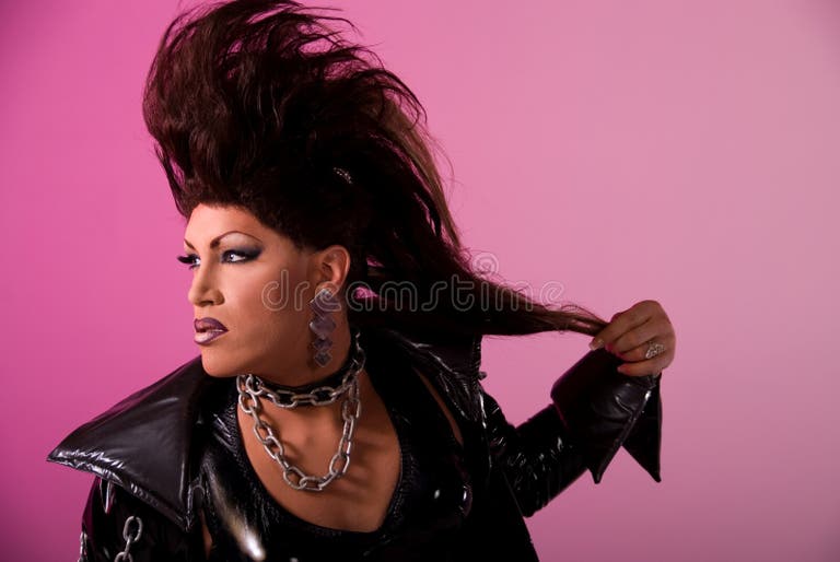 Drag queen with Mohawk. stock photo. Image of chains, cape - 4843460