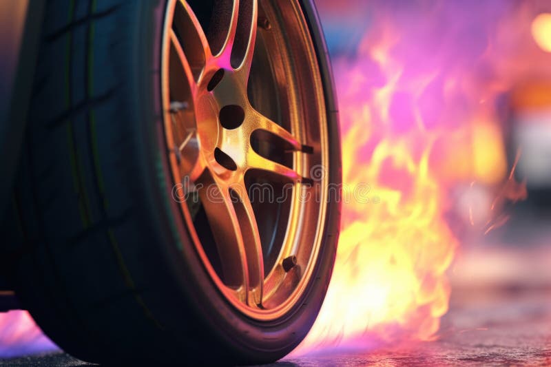 Car Wheel with Burning Fire Stock Vector - Illustration of machine ...