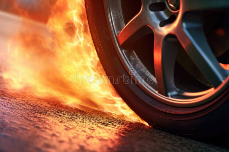Car Wheel with Burning Fire Stock Vector - Illustration of machine ...