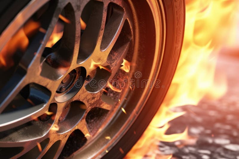 Car Wheel with Burning Fire Stock Vector - Illustration of machine ...