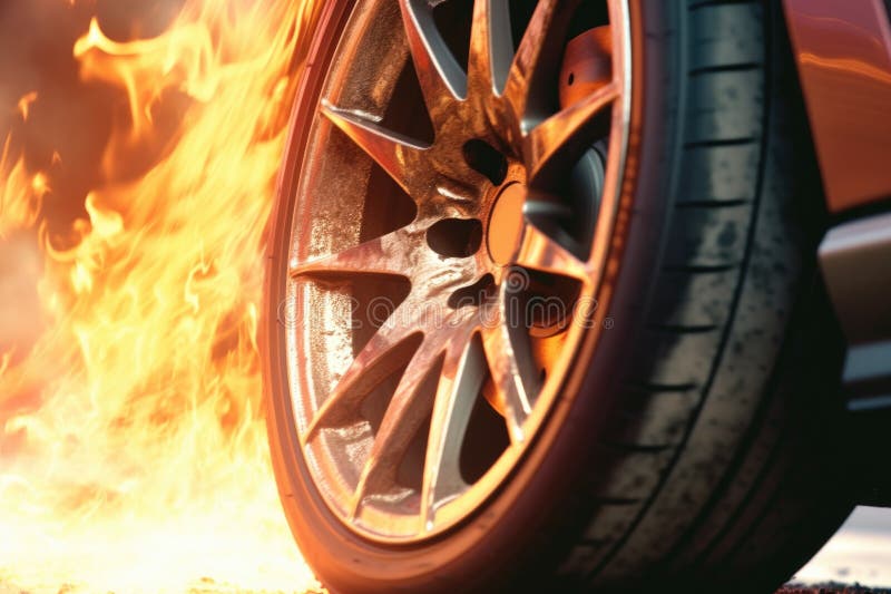 Drag Race Car Wheel Burning Rubber Close-up Stock Illustration ...