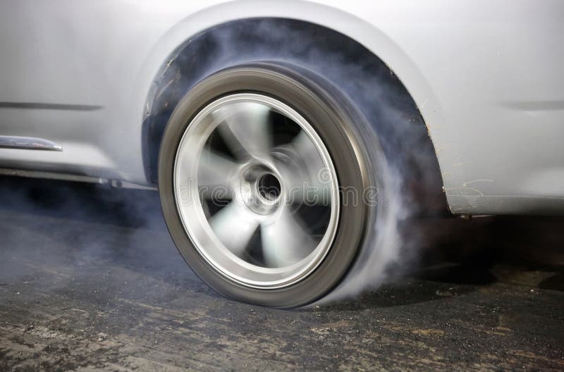 Drag Racing Car is Burning Tires at Start Line Stock Photo - Image of ...