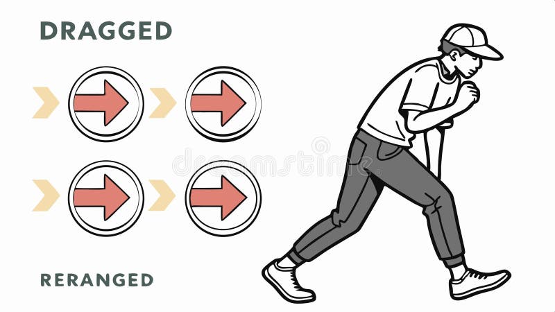 Drag and Rearrange UI, Motion Design and Interactive Interface Vector ...