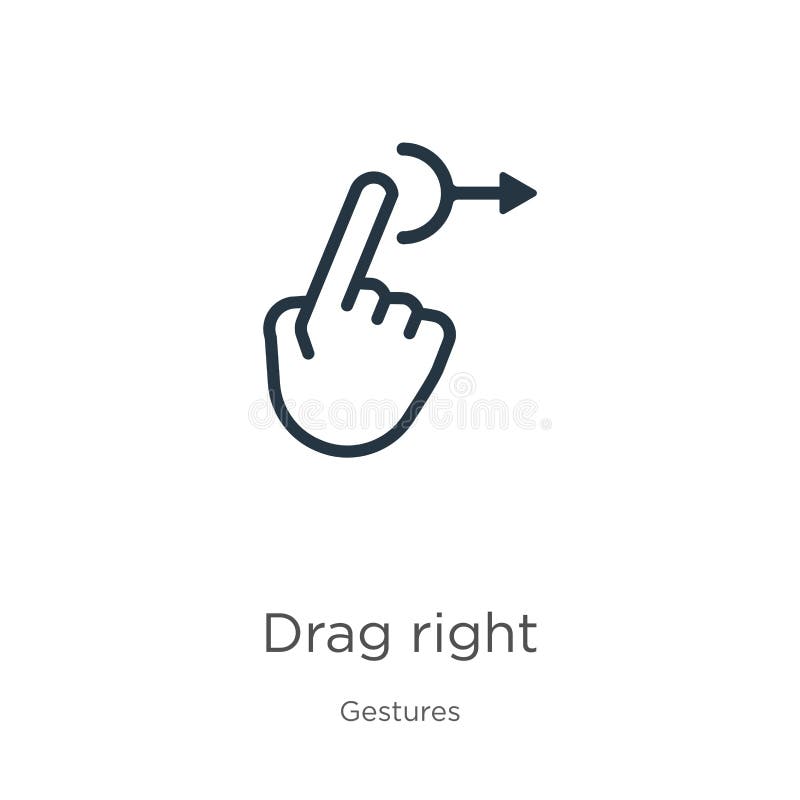 Drag Right Arrow Line Icon Black Website Symbol Minimalist Outline Sign ...