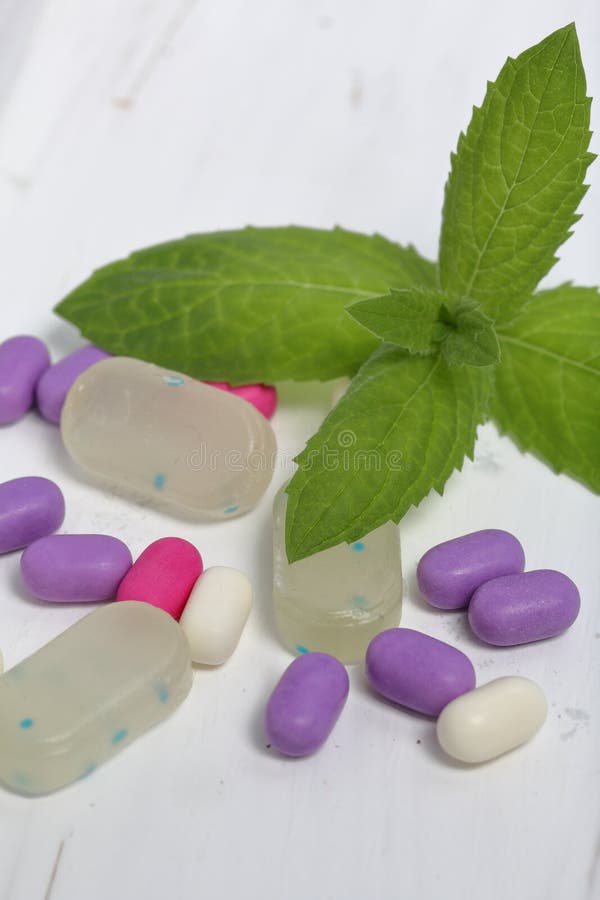 Dragee for Refreshment of Breath. Different Color. Also Peppermint ...