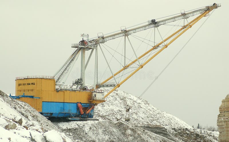 Dragline in open pit stock photo. Image of snow, limestone - 7557976