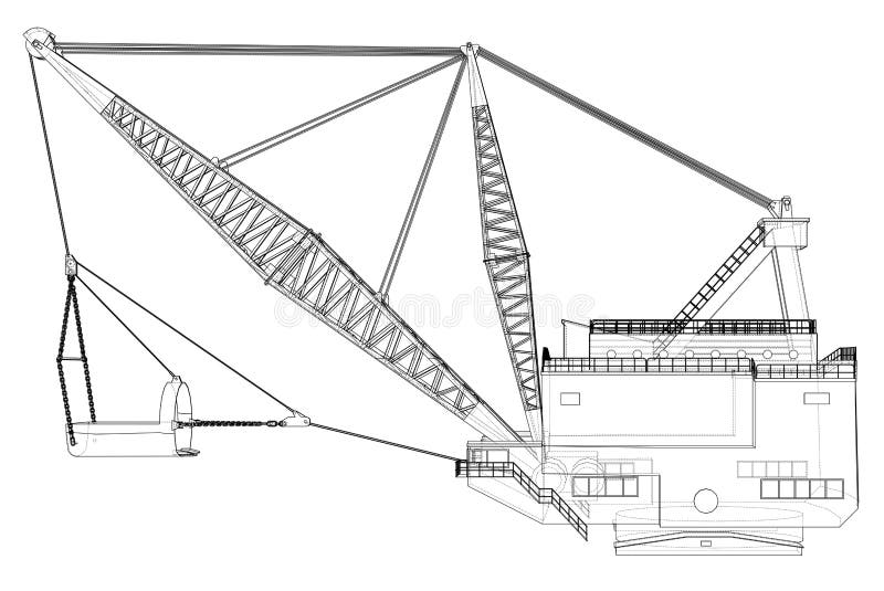 Dragline walking excavator stock illustration. Illustration of mining ...