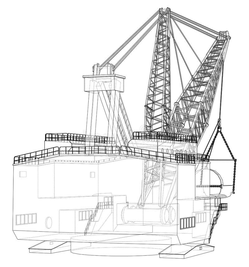 Dragline walking excavator stock illustration. Illustration of boom ...