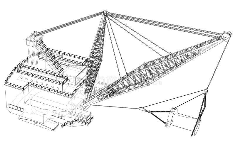 Dragline walking excavator stock illustration. Illustration of operator ...