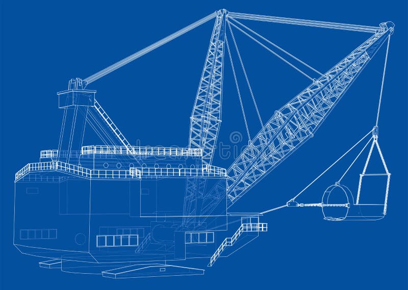 Dragline walking excavator stock illustration. Illustration of outline ...