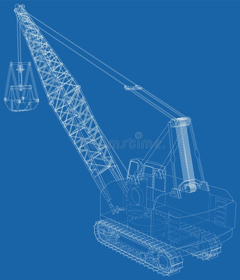 Dragline Walking Excavator With A Ladle. Vector Stock Vector ...