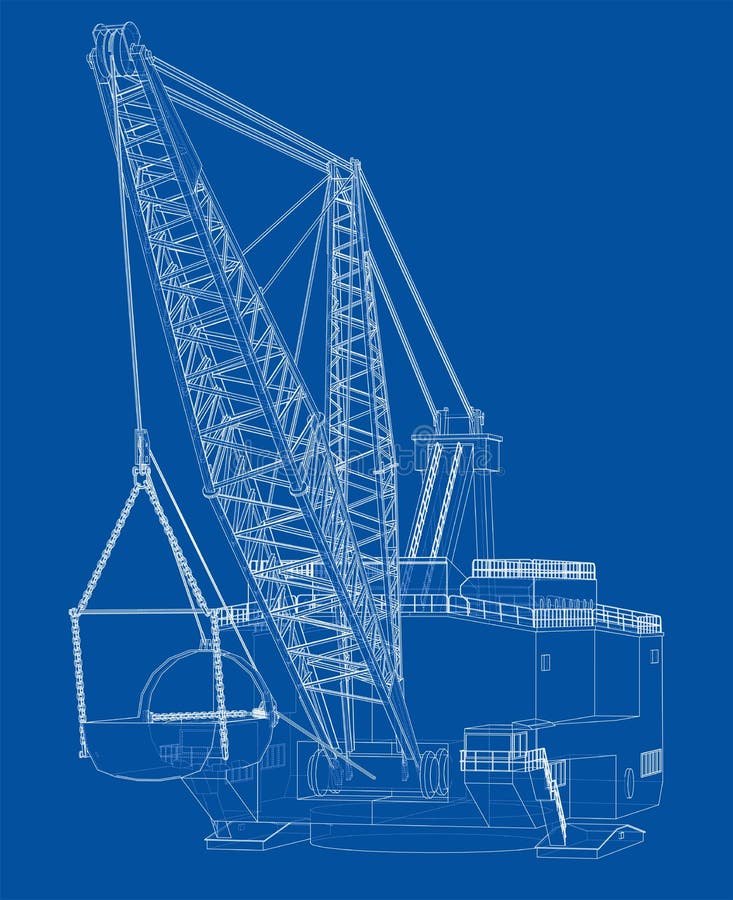 Dragline Walking Excavator. Vector Stock Vector - Illustration of ...