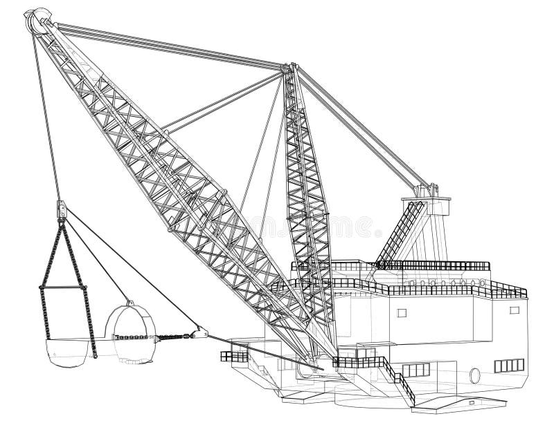 Dragline Walking Excavator. Vector Stock Vector - Illustration of ...