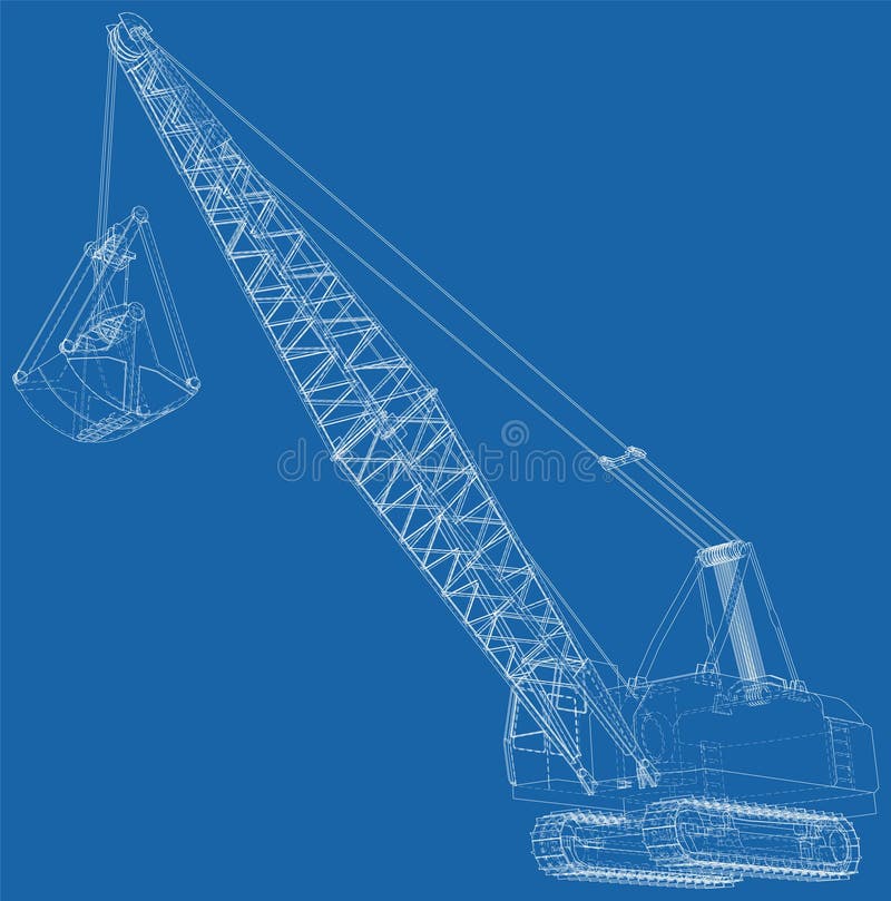 Dragline Walking Excavator. Vector Illustration. Vector Rendering of 3d ...