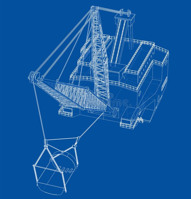 Dragline Walking Excavator. Vector Stock Vector - Illustration of ...