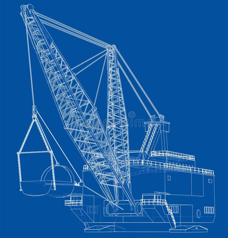 Dragline Walking Excavator. Vector Stock Vector - Illustration of ...
