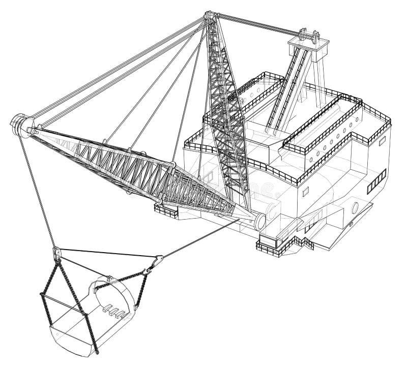 Dragline Walking Excavator. Vector Stock Vector - Illustration of model ...