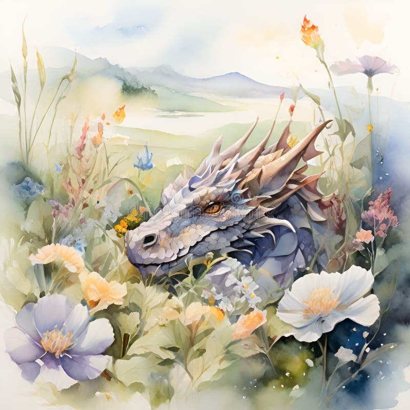 Watercolor Dragon Illustration Fantasy Dragon Artwork, Magical Creature ...