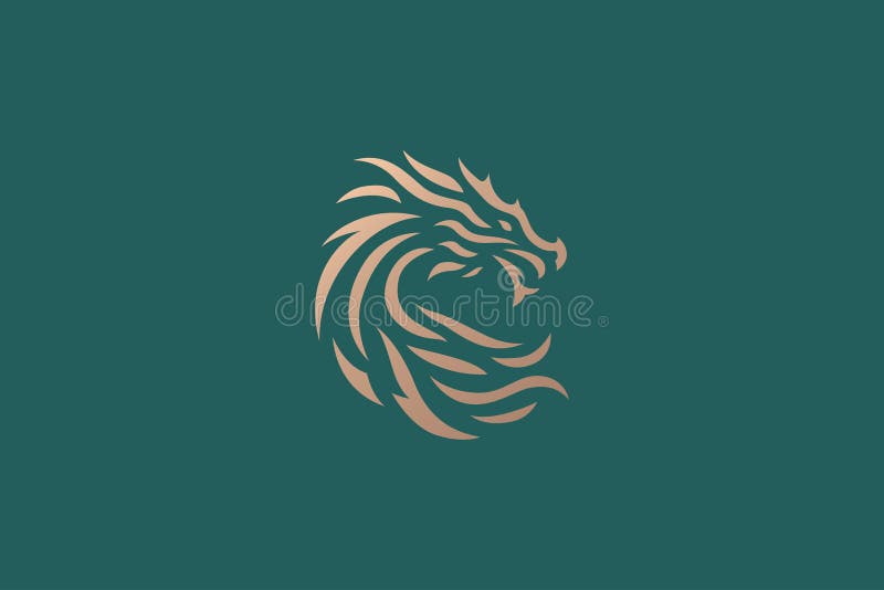 Dragon Head Logo Gold Style Symbol Mythology Chinese Abstract ...
