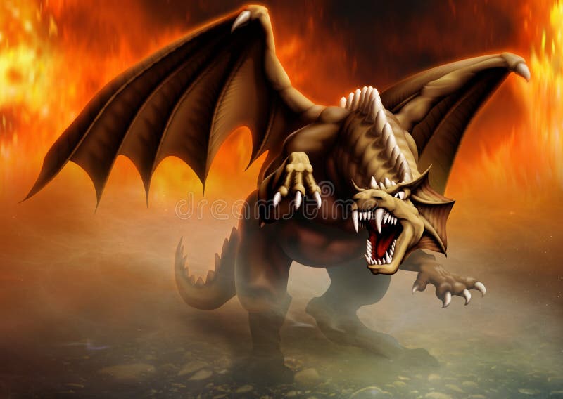Dragon attack stock illustration. Illustration of wings - 31491621