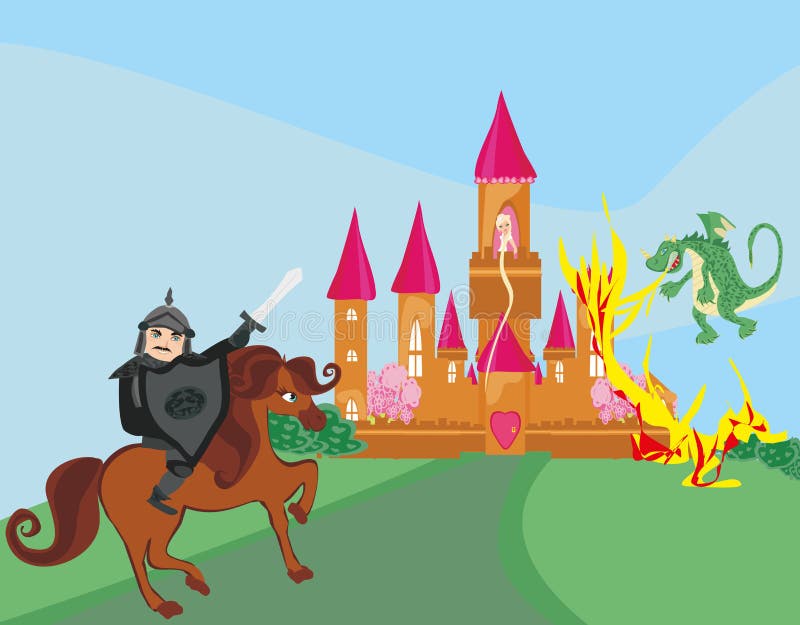 3d Dragon Attacking Castle