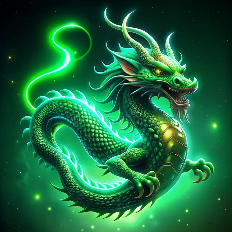 Dragon on the Background of the Starry Sky. 3D Rendering AI Generated ...