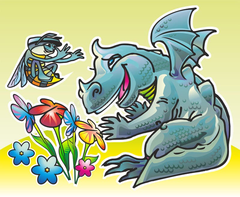 Dragon & bee stock illustration. Illustration of legs - 28469258