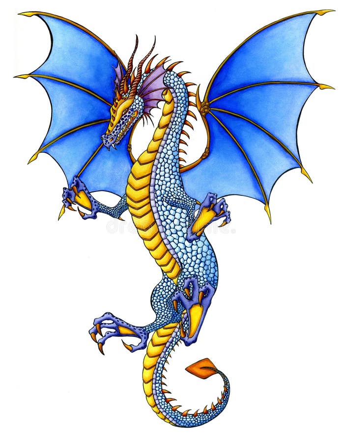 Dragon bleu illustration stock. Illustration du échelles - 4609442