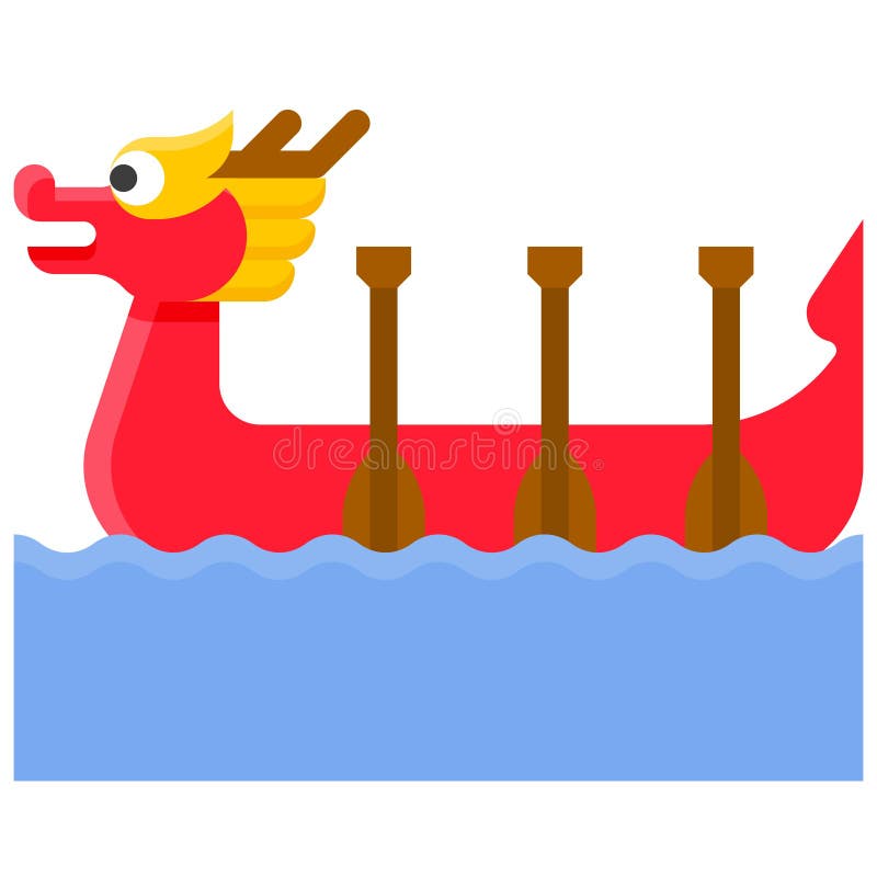 Dragon Boat with Paddle Icon, Dragon Boat Festival Related Vector Stock ...