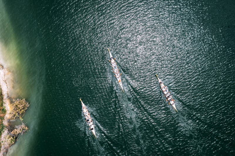 Dragon Boat Race Overhead Shot Stock Photo - Image of asia, boats ...