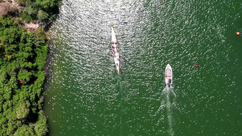 Dragon Boat Training. Overhead View Stock Video - Video of drone ...