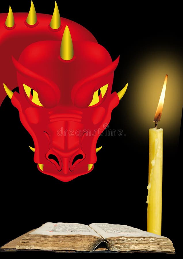 Dragon and book stock illustration. Illustration of year - 23377724
