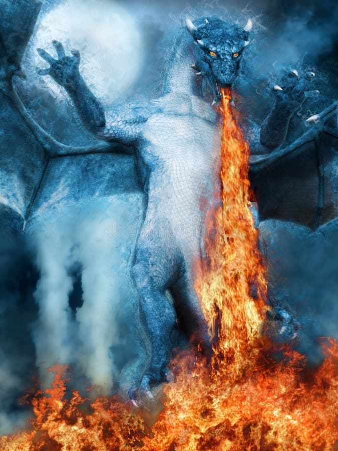 Dragon breathing fire stock illustration. Illustration of fire - 50846981