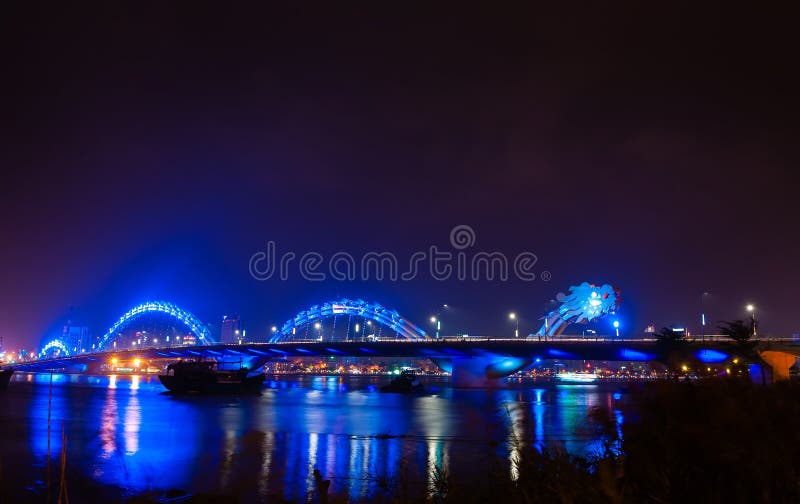 Dragon Bridge in Danang Vietnam Stock Image - Image of river, show ...