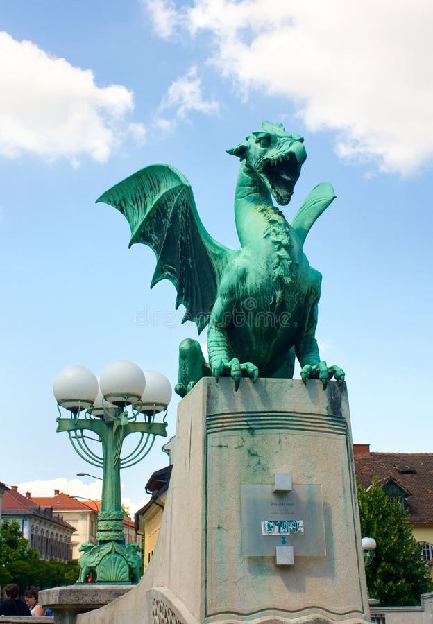 Dragon on the Dragon Bridge in Ljubljana, Slovenia Stock Photo - Image ...